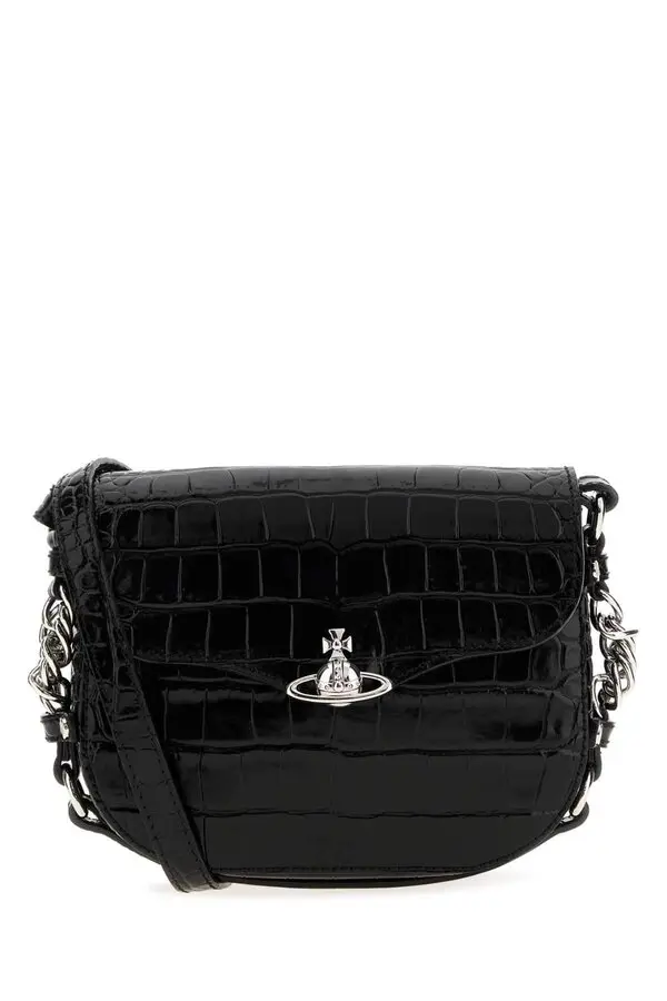 VIVIENNE WESTWOOD Leather Hunter Shoulder Bag - Black