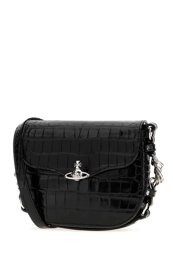 VIVIENNE WESTWOOD Leather Hunter Shoulder Bag - Black