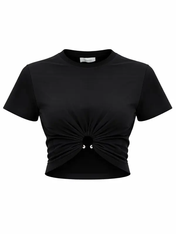 Rabanne Cropped Cotton T-shirt - Black