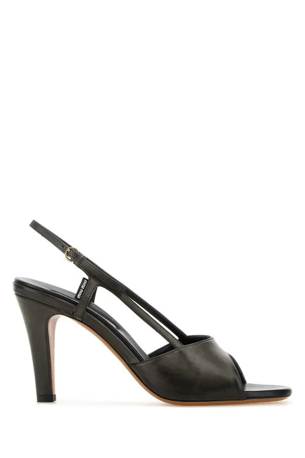 Miu Miu Leather Sandals - Black