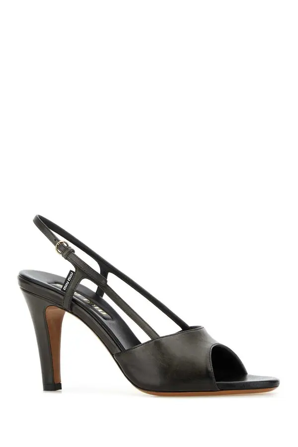 Miu Miu Leather Sandals - Black