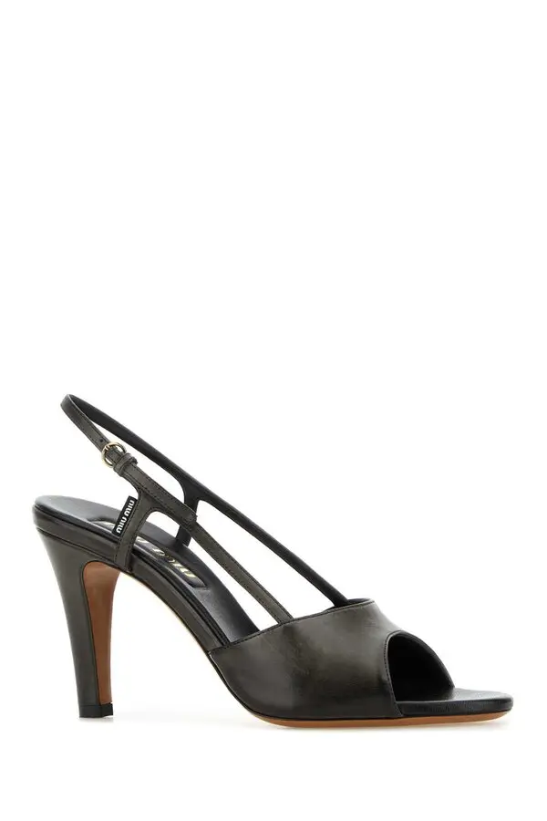 Miu Miu Leather Sandals - Black