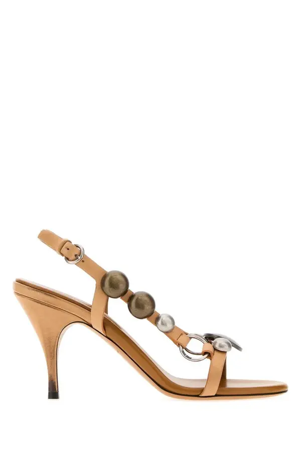 Miu Miu Camel Leather Sandals