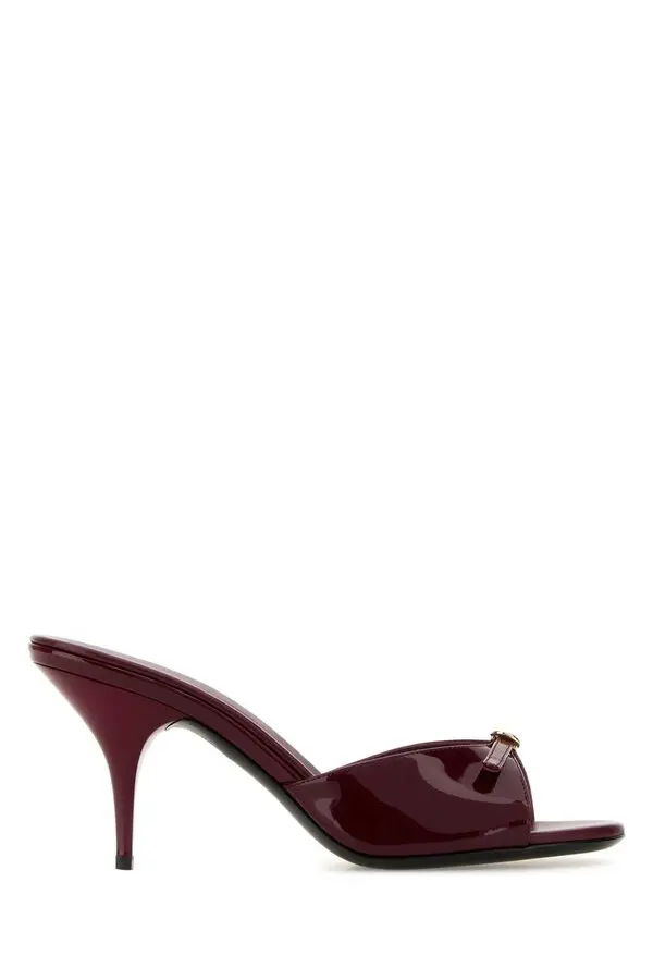 Miu Miu Burgundy Leather Mules