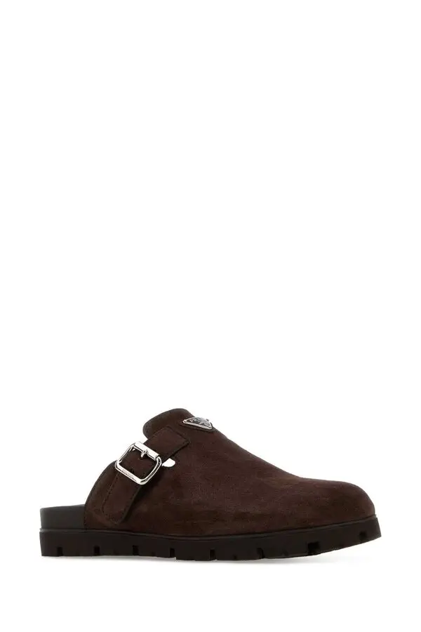 Prada Dark Suede Slippers