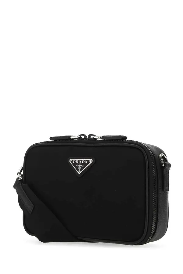 Prada Leather And Nylon Cross Body Bag - Black