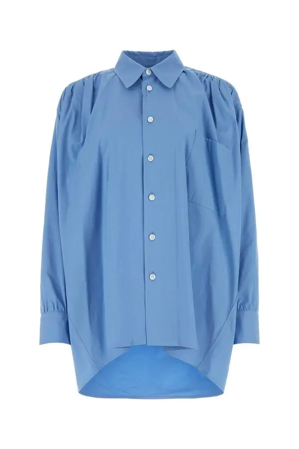 Bottega Veneta Light Cotton Blend Oversize Shirt - Blue