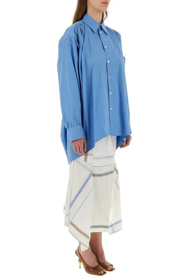 Bottega Veneta Light Cotton Blend Oversize Shirt - Blue