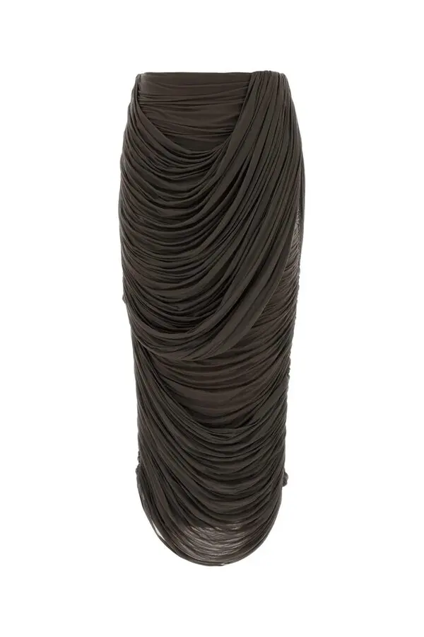 Magda Butrym Stretch Cupro Ruched Skirt - Brown