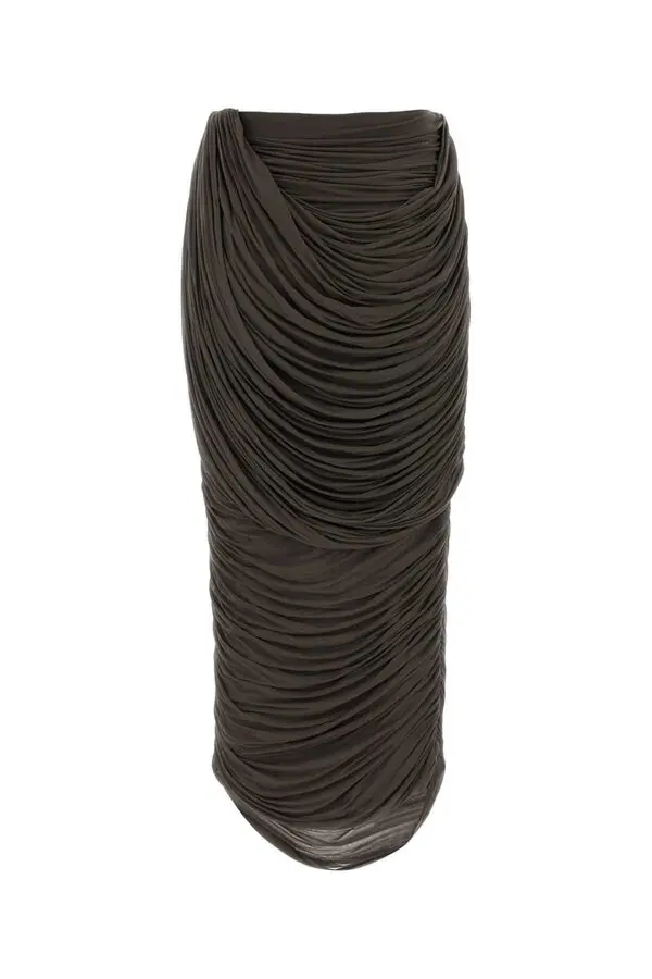 Magda Butrym Stretch Cupro Ruched Skirt - Brown