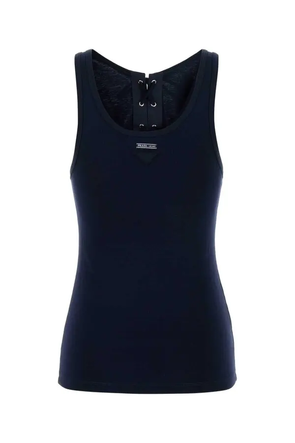 Prada Navy Cotton Tank Top