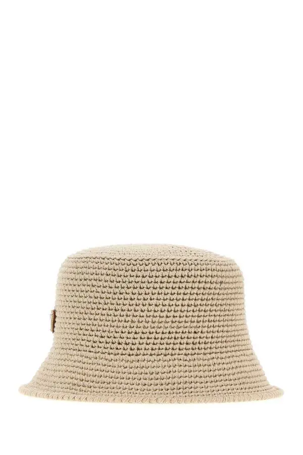 Prada Sand Crochet Bucket Hat