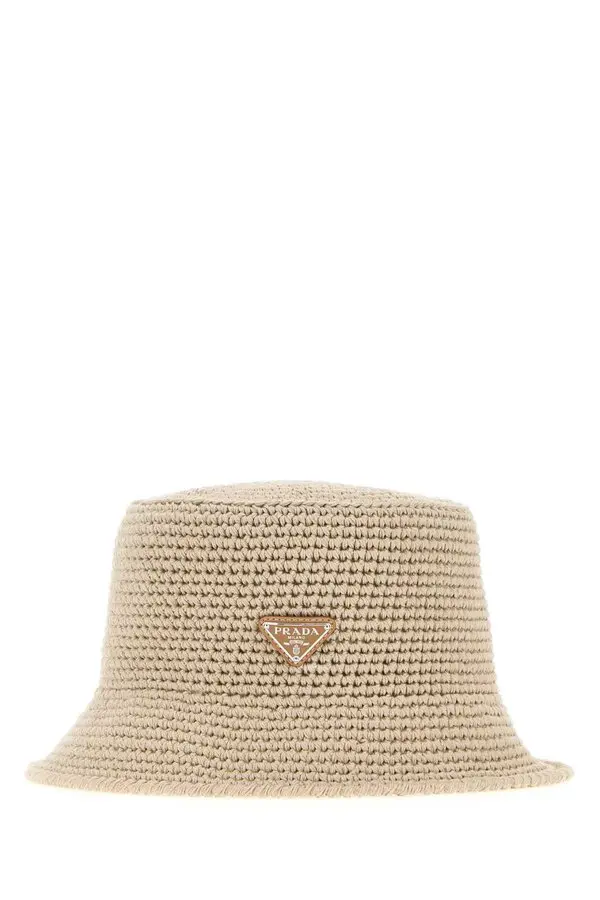 Prada Sand Crochet Bucket Hat