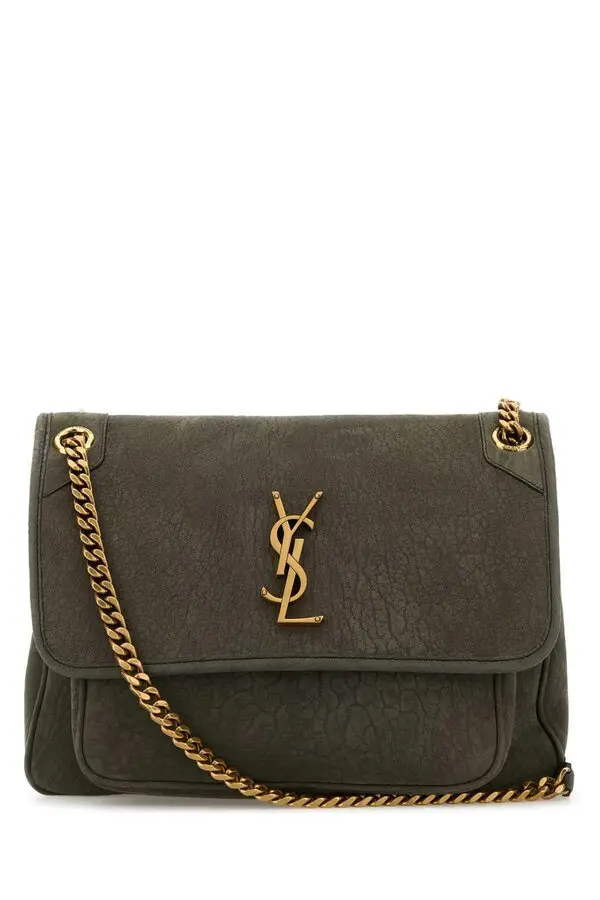 Saint Laurent Dark Grey Suede Medium Niki Shoulder Bag - Gray