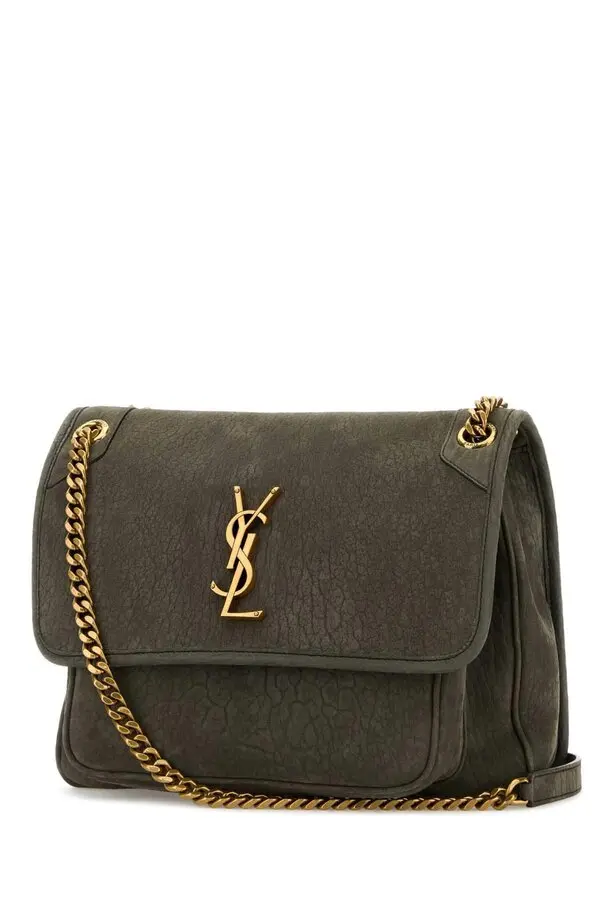Saint Laurent Suede Niki Shoulder Bag - Gray