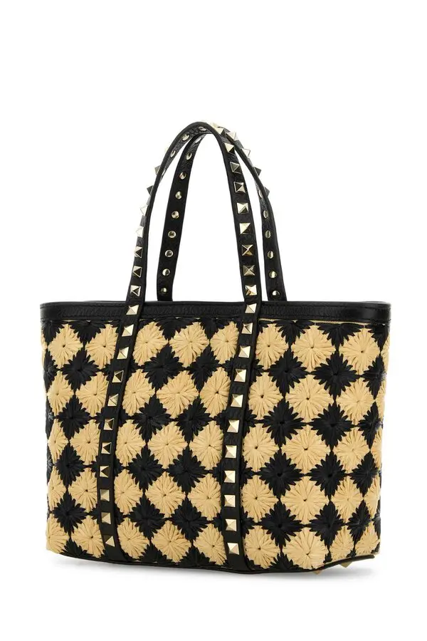 Valentino Garavani Embroidered Raffia Mini Rockstud Handbag