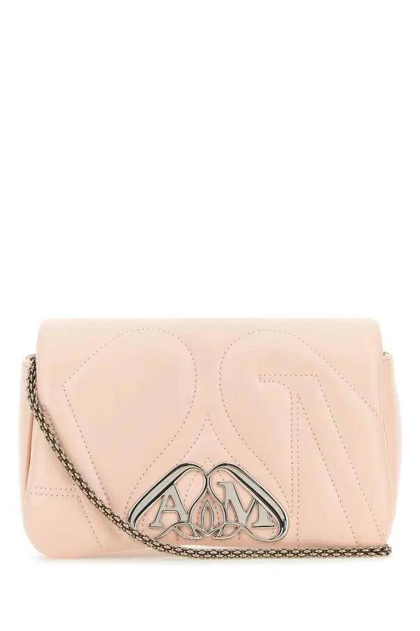 Alexander McQueen Pastel Leather Mini Seal Clutch - Pink