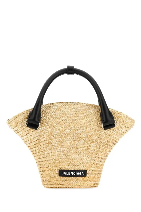 Balenciaga Straw Mini Beach Handbag - Brown