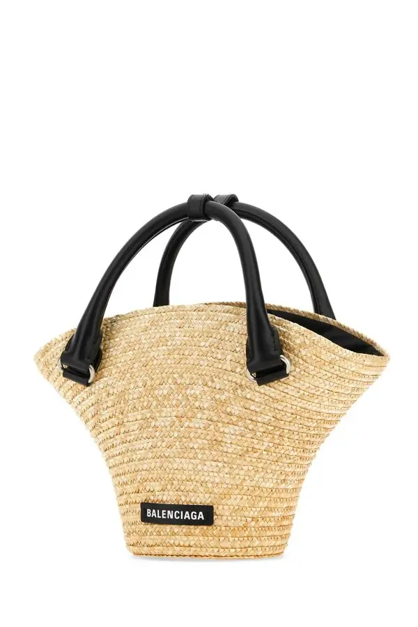 Balenciaga Straw Mini Beach Handbag - Brown