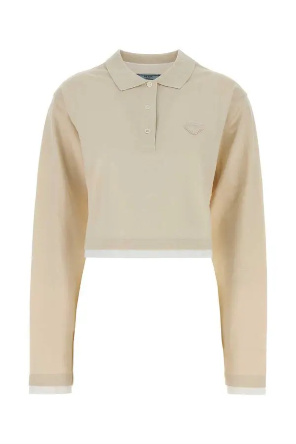 Prada Sand Piquet Polo Shirt - Brown