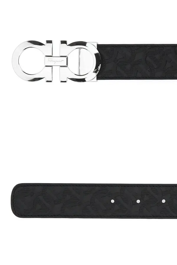 FERRAGAMO Leather Reversible Belt - Black