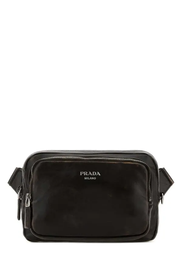 Prada Dark Nappa Leather Crossbody Bag - Brown