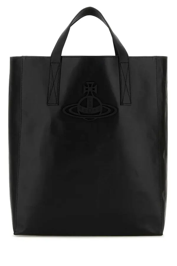 VIVIENNE WESTWOOD Leather Sarah Shopping Bag - Black