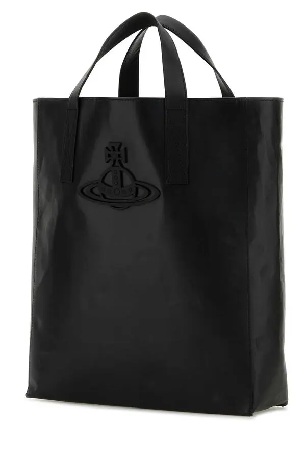 VIVIENNE WESTWOOD Leather Sarah Shopping Bag - Black