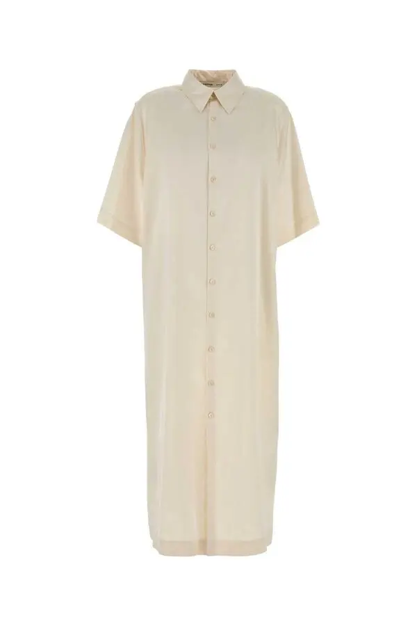 Carven Ivory Satin Shirt Dress - White