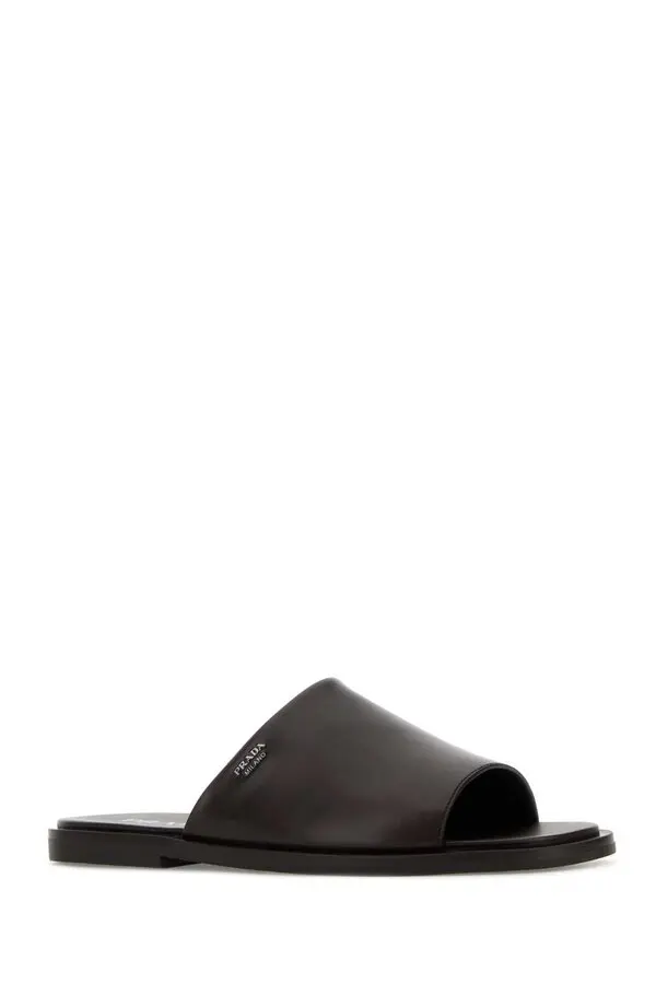 Prada Dark Leather Slippers