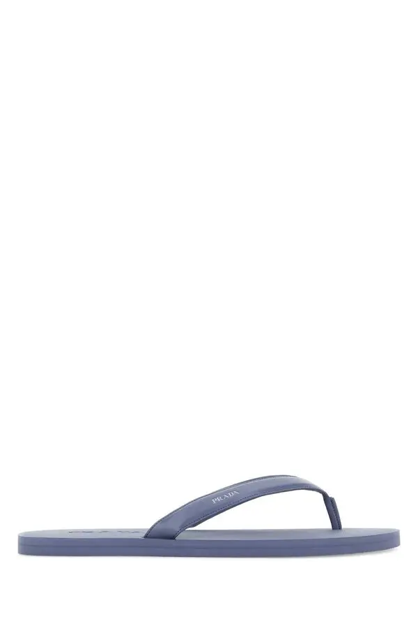 Prada Leather Thong Slippers - Blue