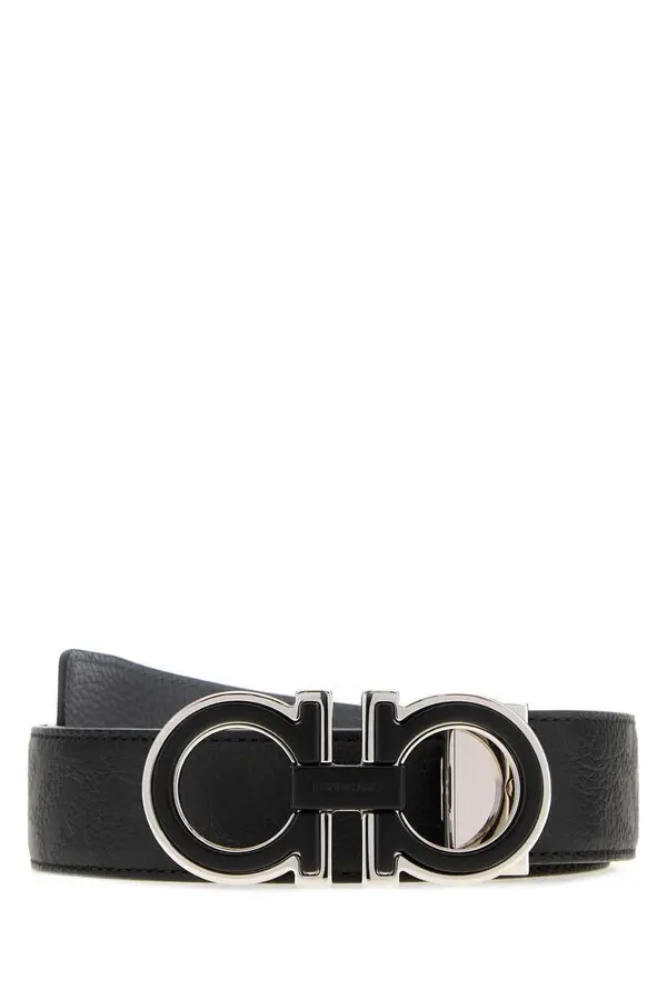 FERRAGAMO Leather Reversible Belt - Black