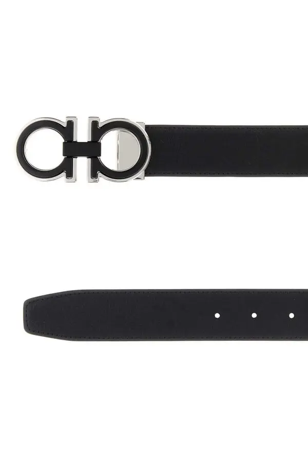 FERRAGAMO Leather Reversible Belt - Black
