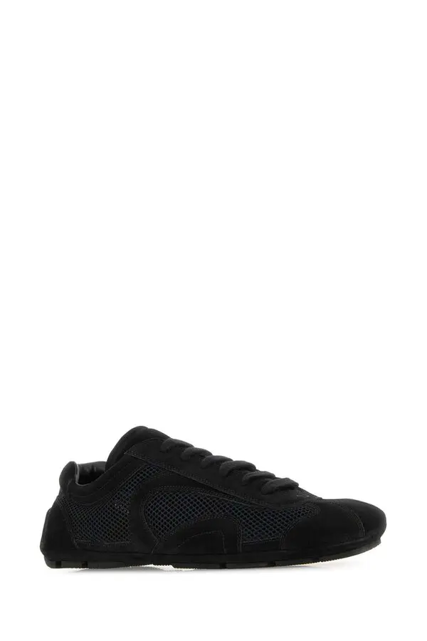Prada Suede And Mesh Montecarlo Re-edition 2005 Sneakers - Black