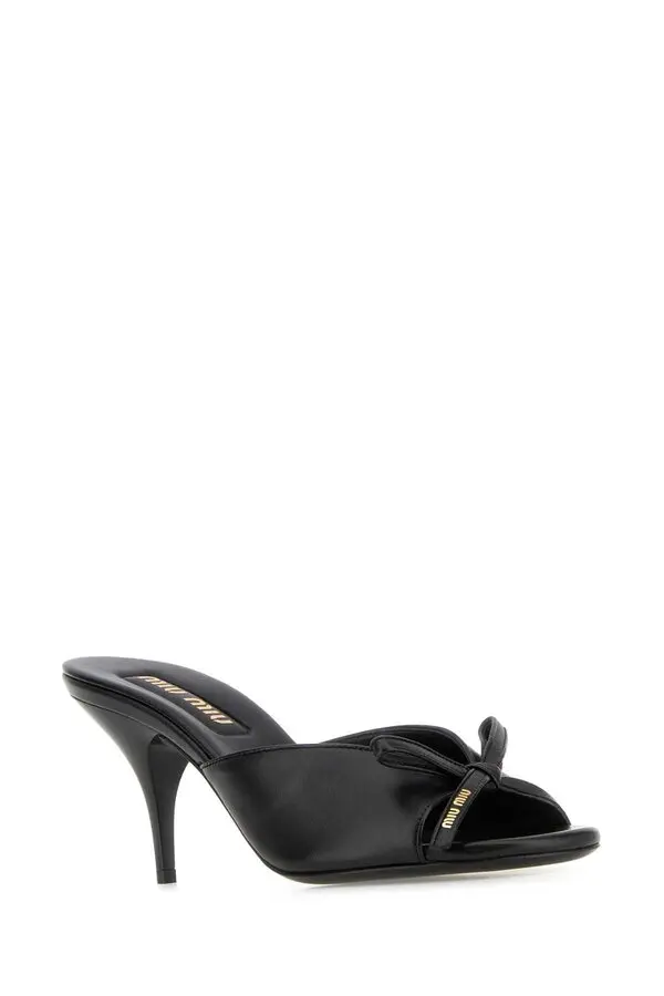 Miu Miu Nappa Leather Mules - Black