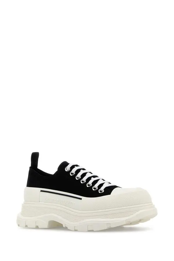 Alexander McQueen Black Canvas Tread Slick Sneakers - Multicolor