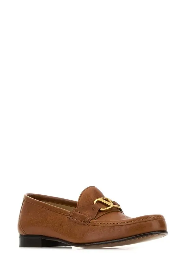 Valentino Garavani Leather Vlogo Loafers - Brown