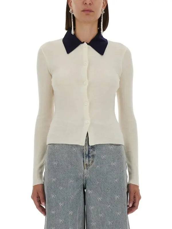 SELF-PORTRAIT Merino Wool Cardigan - Cream
