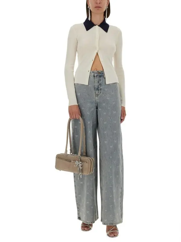 SELF-PORTRAIT Merino Wool Cardigan - Cream