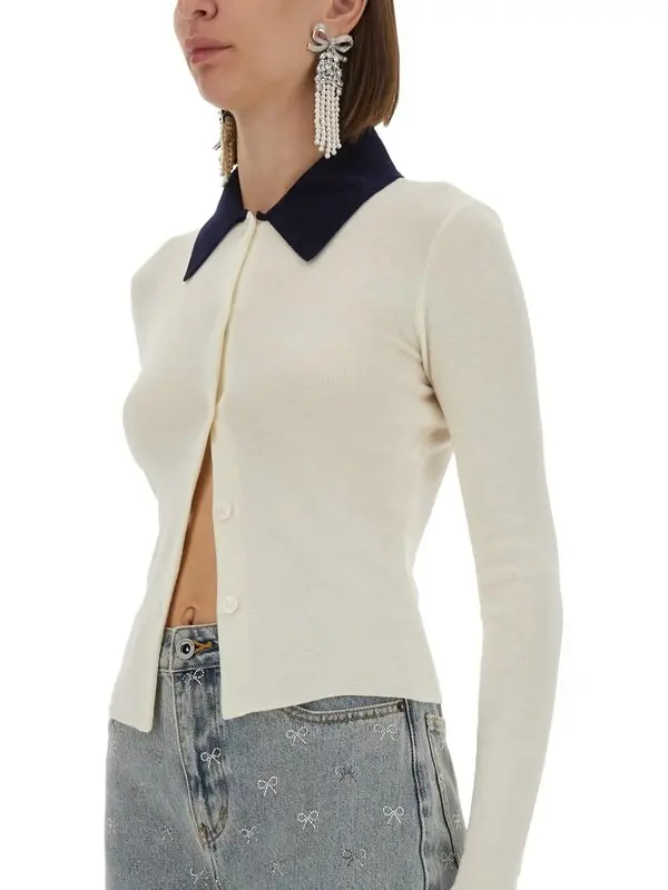 SELF-PORTRAIT Merino Wool Cardigan - Cream