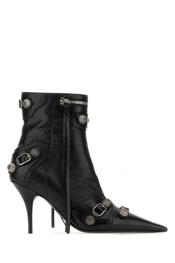 Balenciaga Leather Cagole Ankle Boots - Black