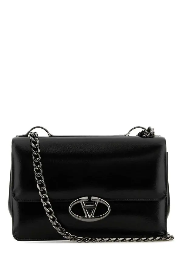 Valentino Garavani Leather Small Vlogo Shoulder Bag - Black