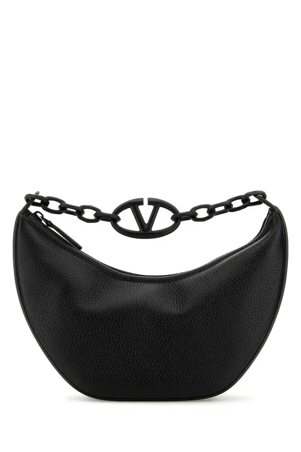 Valentino Garavani Leather Hobo Bag - Black