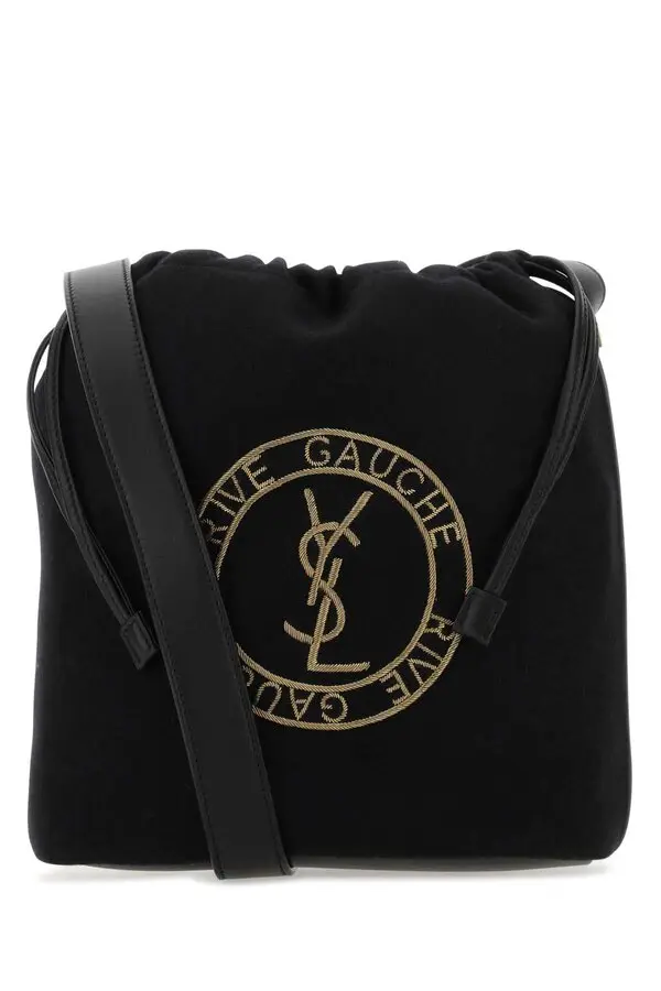 Saint Laurent Felt Rive De Gauche Bucket Bag - Black