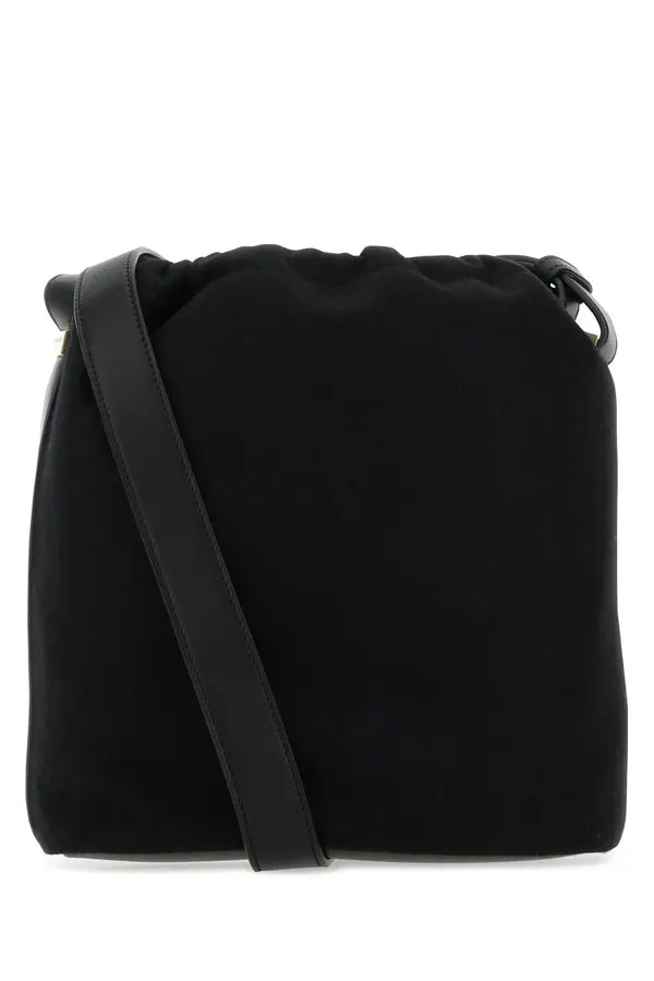 Saint Laurent Fabric Drawstring Bag With Gold Tone Logo
