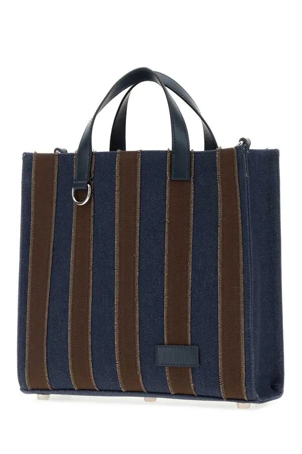 Fendi Embroidered Denim Pequin Shopping Bag
