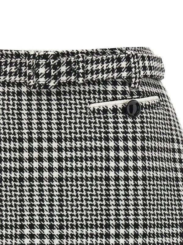 SELF-PORTRAIT Houndstooth Bouclé Wool Blend Skort - Multicolor