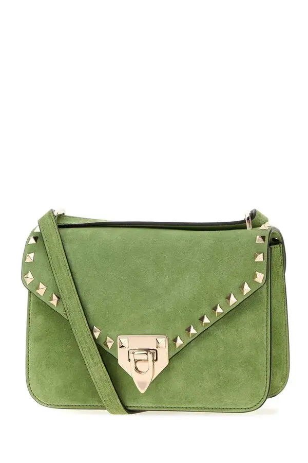Valentino Garavani Suede Rockstud Cross Body Bag - Green