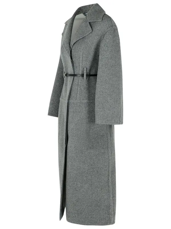 JIL SANDER Grey Virgin Wool Coat