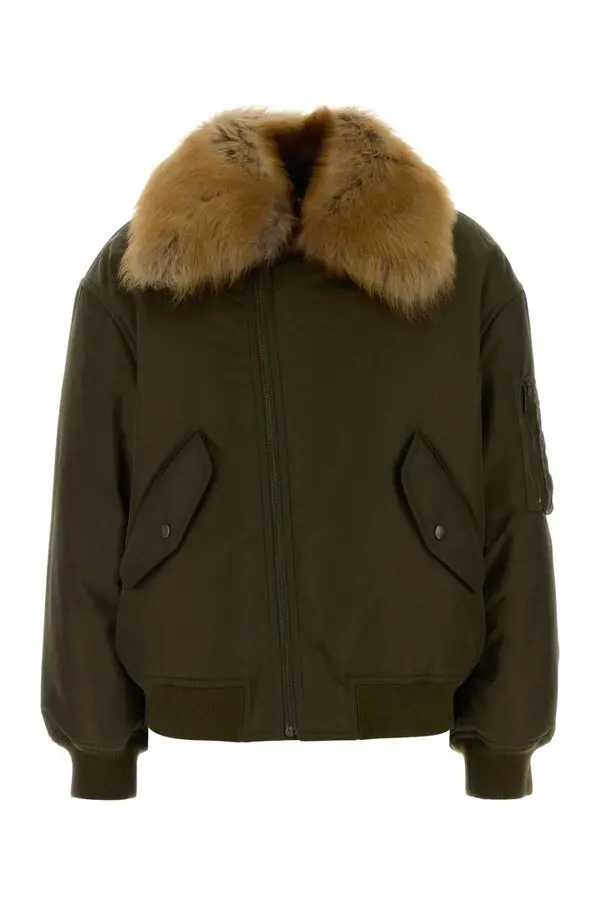 Saint Laurent Khaki Nylon Bomber Jacket
